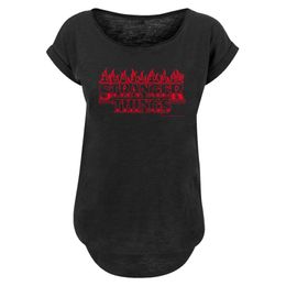 F4NT4STIC Long Cut T-Shirt Stranger Things Flames Netflix TV Series in schwarz | Gr.: XL