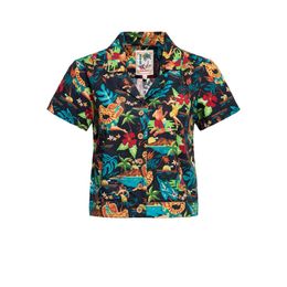 Queen Kerosin Kurzarm Bluse in schwarz | Gr.: L