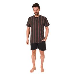 Normann kurzarm Schlafanzug Shorty Pyjama Streifen in dunkelgrau | Gr.: 54