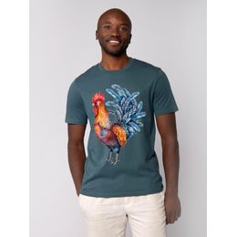 wat? Apparel T-Shirt Grimmiger Gockel in Petrol | Gr.: 58