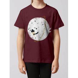 wat? Apparel T-Shirt Planet mit Eis in Weinrot | Gr.: 110/116