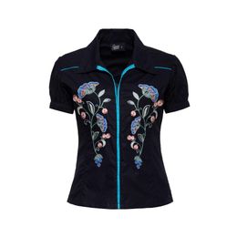 Queen Kerosin Bluse in schwarz | Gr.: XXL