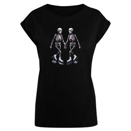 F4NT4STIC T-Shirt Skelettpaar Eislaufen Valentinstagsgeschenk in schwarz | Gr.: 4XL