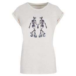 F4NT4STIC T-Shirt Skelettpaar Eislaufen Valentinstagsgeschenk in Whitesand | Gr.: 4XL