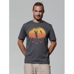 wat? Apparel T-Shirt Angler in Grau | Gr.: 58
