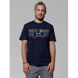 wat? Apparel T-Shirt Retro Joystick in Dunkelblau | Gr.: 46