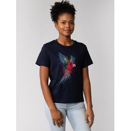 wat? Apparel T-Shirt Papagei in Dunkelblau | Gr.: 40