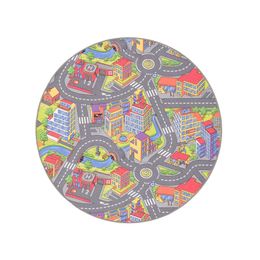 Snapstyle Kinder Spiel Teppich Little Town 3D Rund in Bunt | Gr.: 133 x 133 cm