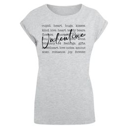 F4NT4STIC T-Shirt Valentine Herz Hugs Love Flowers in grau meliert | Gr.: XS