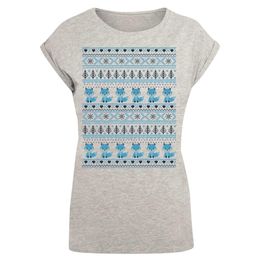 F4NT4STIC T-Shirt Christmas Fuchs Weihnachten Muster in grau meliert | Gr.: XS