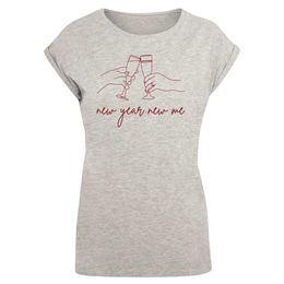 F4NT4STIC T-Shirt Silvester Party new year new me in grau meliert | Gr.: S