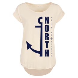 F4NT4STIC Long Cut T-Shirt North Anker Knut & Jan Hamburg Blau in Whitesand | Gr.: XS