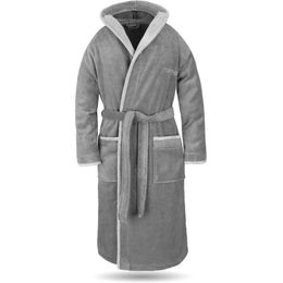 Normani Unisex Baumwoll-Bademantel Rob in Grau/Hellgrau | Gr.: S