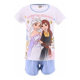 Schlafanzug kurz Disney Frozen Elsa & Anna in Hellgrau | Gr.: 128
