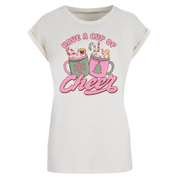 F4NT4STIC Extended Shoulder T-Shirt Have a Cup of Cheer Weihnachten in Whitesand | Gr.: 4XL