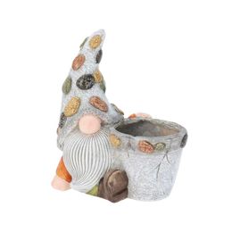 ProGarden Blumentopf mit Gartenzwerg in grau | Gr.: onesize