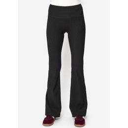 SASSYCLASSY Flare Leggings mit Rippstruktur in Schwarz | Gr.: L