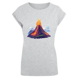 F4NT4STIC Extended Shoulder T-Shirt Vulkanausbruch in grau meliert | Gr.: 4XL