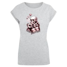 F4NT4STIC Extended Shoulder T-Shirt Cozy Winter Skelett in grau meliert | Gr.: S