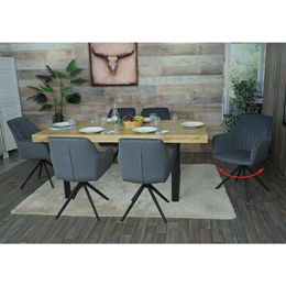 6er-Set Esszimmerstuhl MCW-L79, K&uuml;chenstuhl Lehnstuhl Stuhl Armlehnen, drehbar Auto-Position Stoff/Textil ~ anthrazit