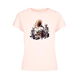 F4NT4STIC Box Tee Gothic Skeleton Vintage Plattenspieler in pink | Gr.: S