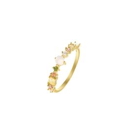 NOELANI Ring Silber 925, gelbvergoldet in Mehrfarbig | Gr.: 54
