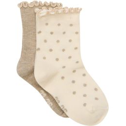 Minymo Kinder Socken "Socks with Lettuce Hem (2-Pack)" in Braun | Gr.: 19-22