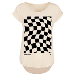 F4NT4STIC Long Cut T-Shirt Wavy Schach Muster in Whitesand | Gr.: XL
