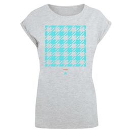 F4NT4STIC T-Shirt Hahnentritt Karo blau in grau meliert | Gr.: XL