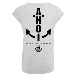 F4NT4STIC T-Shirt Ahoi Anker Knut & Jan Hamburg in grau meliert | Gr.: S