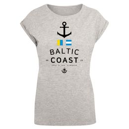 F4NT4STIC Extended Shoulder T-Shirt Ostsee Flaggen in grau meliert | Gr.: XL