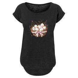 F4NT4STIC Long Cut T-Shirt Osterei Nest Korb Dekor in schwarz | Gr.: XS