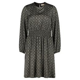 Cartoon Wickelkleid mit Muster in Khaki/Schwarz | Gr.: 38
