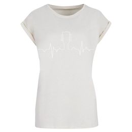 F4NT4STIC Extended Shoulder T-Shirt Gitarre Herzschlag design in Whitesand | Gr.: XXL
