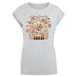 F4NT4STIC T-Shirt Feeling Weihnachten in the bones in grau meliert | Gr.: S