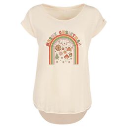 F4NT4STIC Long Cut T-Shirt Merry Weihnachten Cozy Vibes in Whitesand | Gr.: L