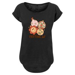 F4NT4STIC Long Cut T-Shirt Festive AF Weihnachten Tree Balls in schwarz | Gr.: XS
