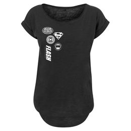 F4NT4STIC Long Cut T-Shirt DC Comics Justice League Icons Cluster in schwarz | Gr.: XL