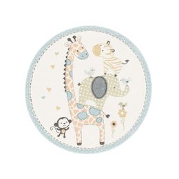 Pergamon Kinder Teppich Maui Kids Safari Tiere Bunt Rund in Bunt | Gr.: 160 x 160 cm