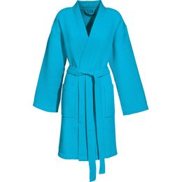 Erwin Müller Erwin Müller Piqué Unisex-Bademantel kurz Hohenfels in türkis | Gr.: S