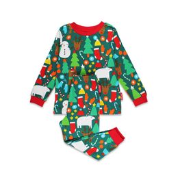 Toby tiger Schlafanzug mit Weihnachtsbär Print in grün | Gr.: 116