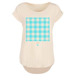 F4NT4STIC Long Cut T-Shirt Hahnentritt Karo blau in Whitesand | Gr.: L