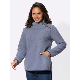 WITT Damen Fleeceshirt mit Kontrastpaspeln, taubenblau, Gr&ouml;&szlig;e 40