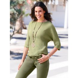 WITT Damen Fledermausshirt mit Bindeband, schilf, Größe 36