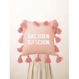 Folkifreckles Kissen "Leben" in Rosa - (L)45 x (B)45 cm - 22% | Dekokissen