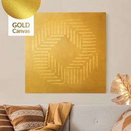 Leinwandbild Gold Sandfarbene moderne Geometrie - Wandbilder XXL Print Abstrakt Kunstdruck Muster Shabby Wohnzimmer Schlafzimmer Bad Badezimmer K&uuml;che