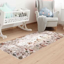 Bilderwelten Vinylteppich modern braun Wald Aquarell - Buntes Treiben im Herbstwald - B&auml;ume Kinderzimmer