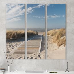 Bilderwelten 3-teiliges Leinwandbild - Quadrat Ostsee Strand