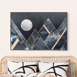 Wechselbild Goldener Mond abstrakte schwarze Berge
