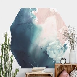 Hexagon Fototapete selbstklebend Wogender Rosenquarz I